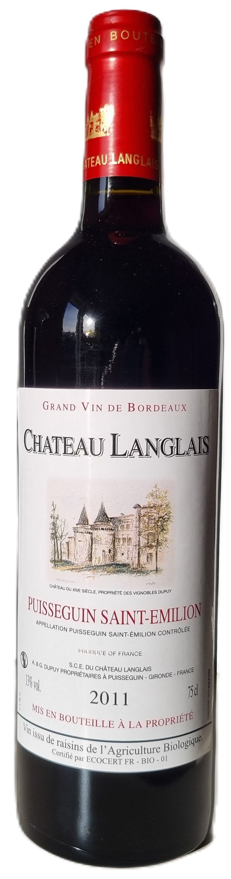 Chateau Langlais Puisseguin Saint-Émilion AOC 2011. Bordeaux